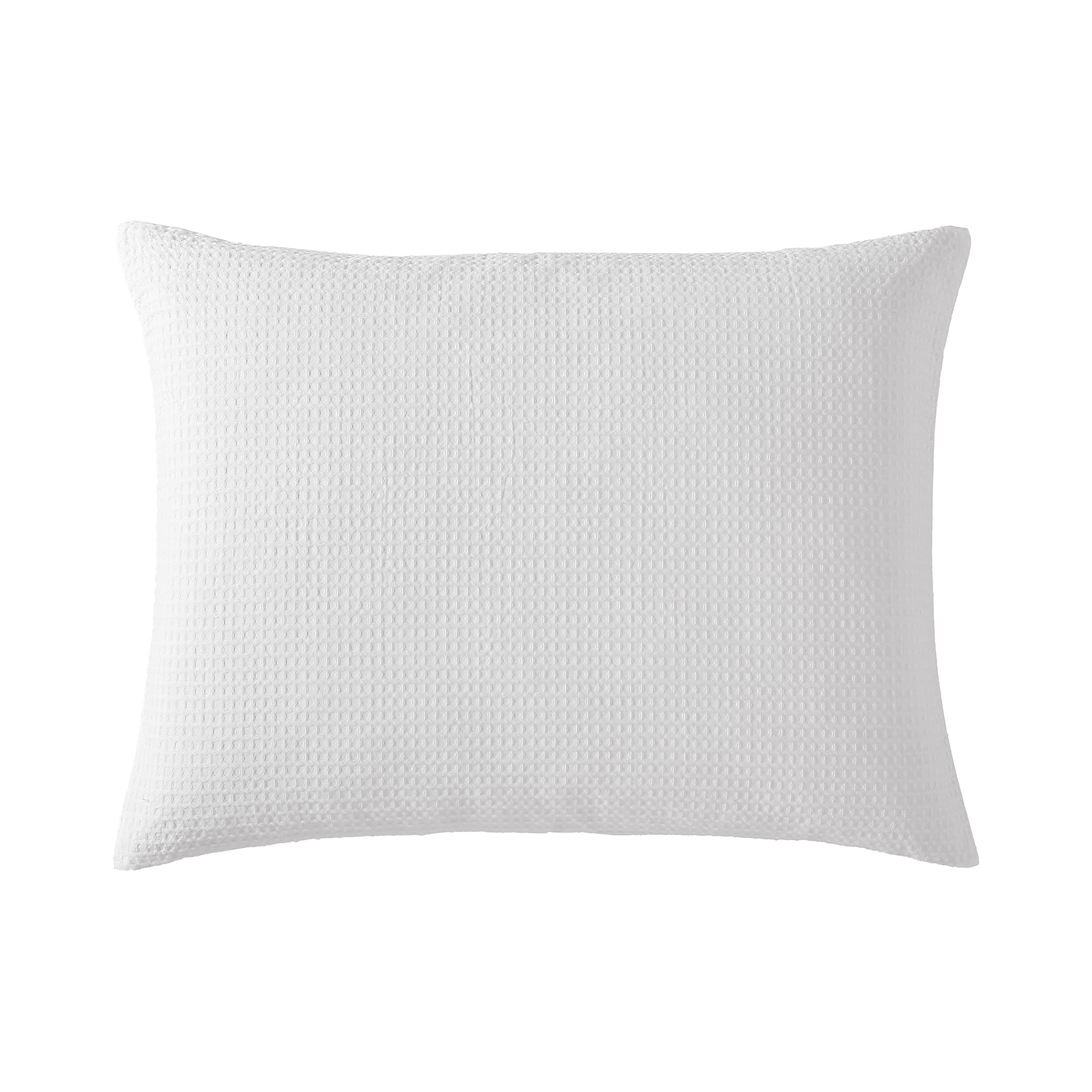 Laura Ashley- Queen Duvet Cover Set, Reversible Cotton Bedding Set with Matching Shams, Farmhouse Home Décor (Waffle Pique White, Queen)