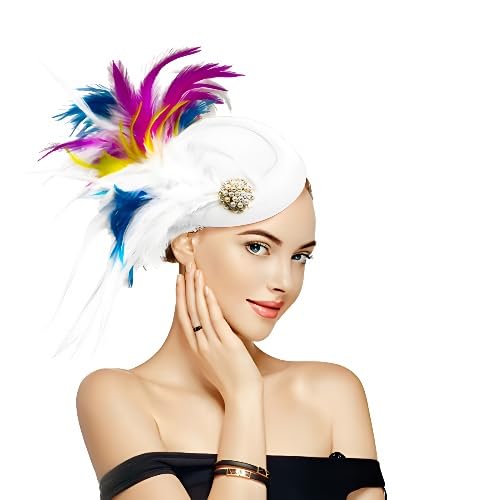 Handmade Fascinator Hat for Women, 1920s Tea Party Kentucky Fascinator Hat Pillbox Hat Feather Fascinator for Cocktail Wedding.