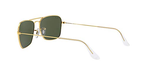 Ray-Ban RB3136 Caravan Square Sunglasses, Gold/G-15 Green, 58 mm