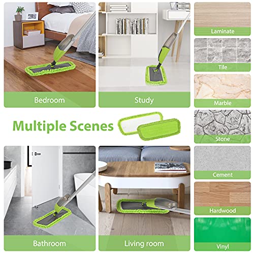 Spray Mop for Floor Cleaning Microfiber Mop Wet Dust Mop with 6 Reusable Washable Microfiber Pads and 610ML Refillable Bottle Dry Wet Kitchen Mop for Hardwood Laminate Tile Floor Cleaner Household