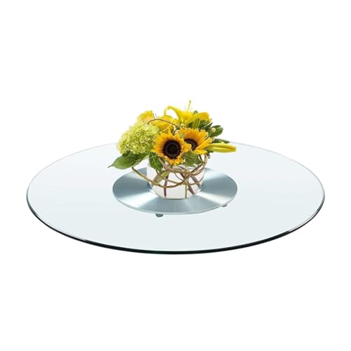 Dining Table Top Serving Plate, Round Glass Turntable Lazy Susan with Silent Bearings, 360° Smooth Rotating Serving Plate, for Kitchen Rotating Serving Plate ( Color : Clear , Size : 80cm (31.5inch) )