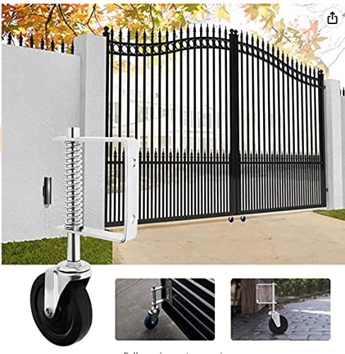 Spring Loaded Gate Caster 4β, Heavy Duty Gate Caster Wheel with Spring Loaded,Universal Mount Pate, 250-500 lbs Load Capacity, 4 Inches Rubber Wheel(Two PCS))
