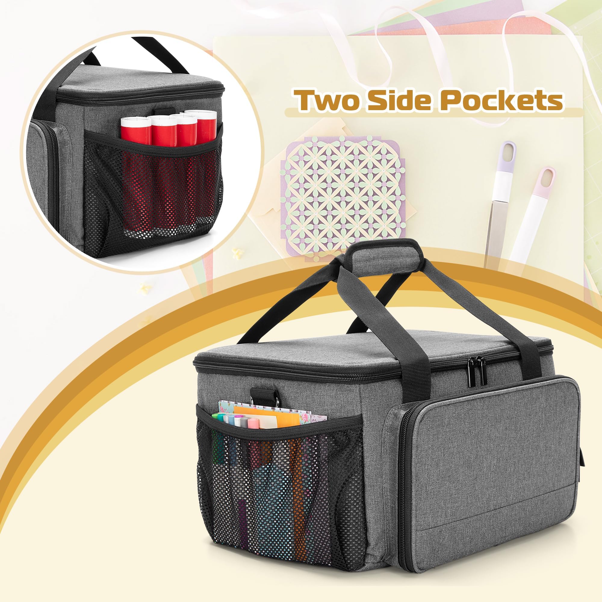 LUXJA Carrying Case Compatible with Cricut Joy Xtra, Bag Fits for Cricut Joy Xtra, 8.5 x 12 inch Cut Mat and Other Supplies(with Multiple Storage Sections), Gray