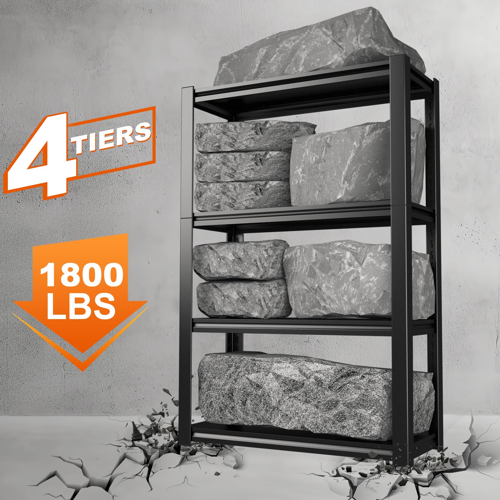 IRONFFICE 30''W Metal Garage Shelving,Heavy Duty Storage Rack,4 Tier Garage Storage Shelves,Basement Utility Shelf Unit,Heavy Duty Metal Shelving,Load 2000lb