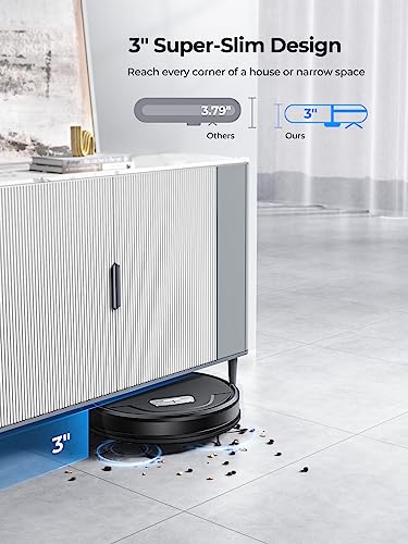 Laresar Robot Vacuums and Mop Combo, Max 4500Pa Suction, Evol 3 Robotic Vacuum Cleaner with Auto Carpet Boost, Self-Charging, App&Remote&Voice Control, Super-Slim, Ideal for Pet Hair and Carpets