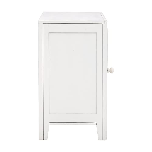 Signature Design by Ashley Fossil Ridge Boho Accent Cabinet or End Table, Vintage White