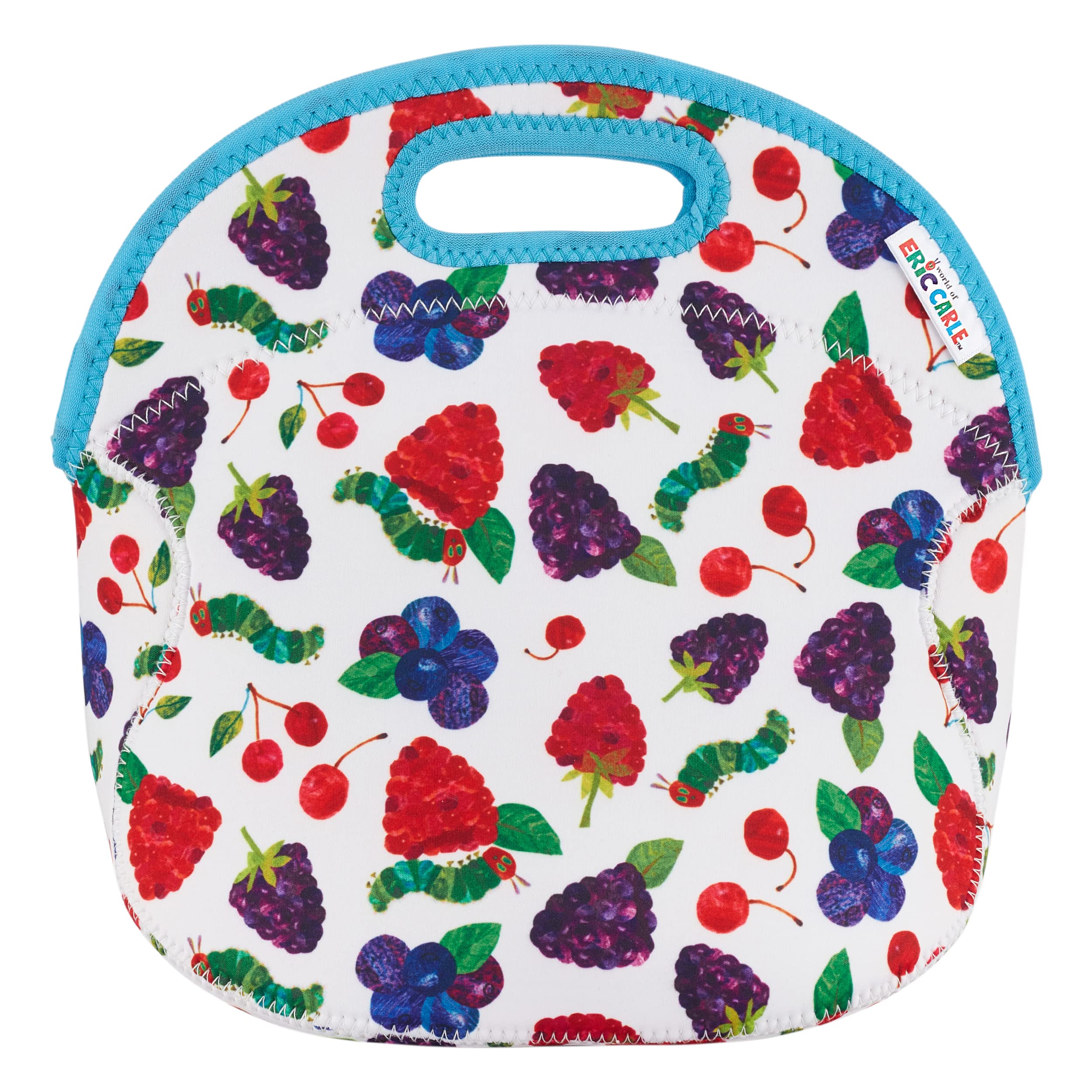FUN KINS Insulated Lunch Bag for Kids | Durable, Machine Washable | Premium Quality | Interior Pocket & Name Tag | Large Size Lunch Bag (World of Eric Carle, Berries)
