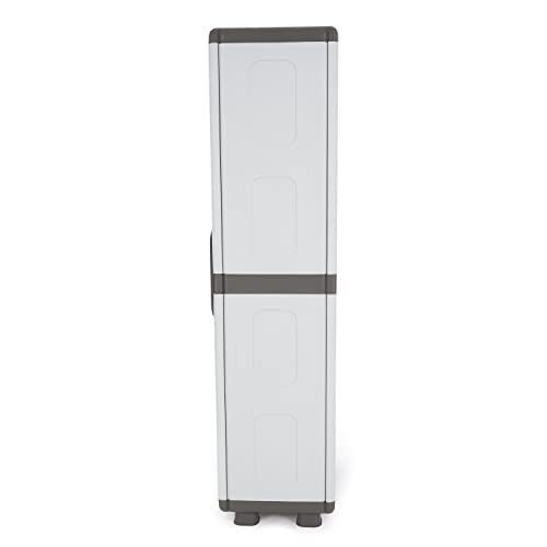 Homeplast Leto 55 lb. Capacity Indoor Outdoor Shoe Rack Storage Cabinet with 2 Moveable Shelves, Holds 20 Pairs, Gray/Anthracite