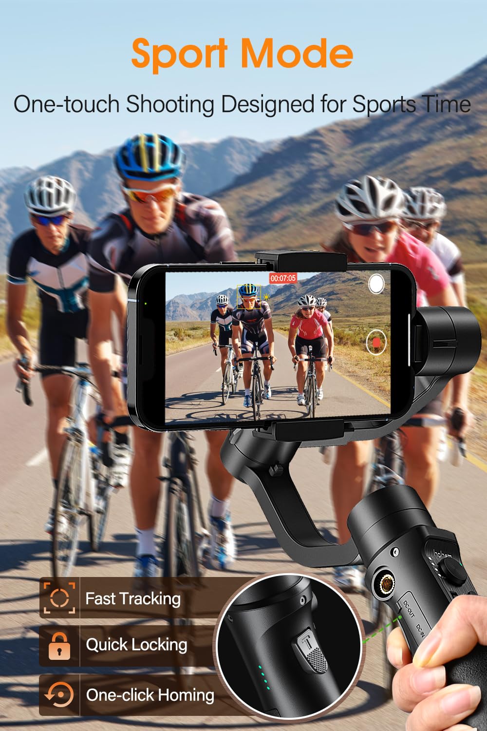 Gimbal Stabilizer for Smartphone, 3-Axis Phone Gimbal for Android and iPhone 15,14,13,12 PRO, Stabilizer for Video Recording with Face/Object Tracking, 600 °Auto Rotation - hohem iSteady Mobile Plus
