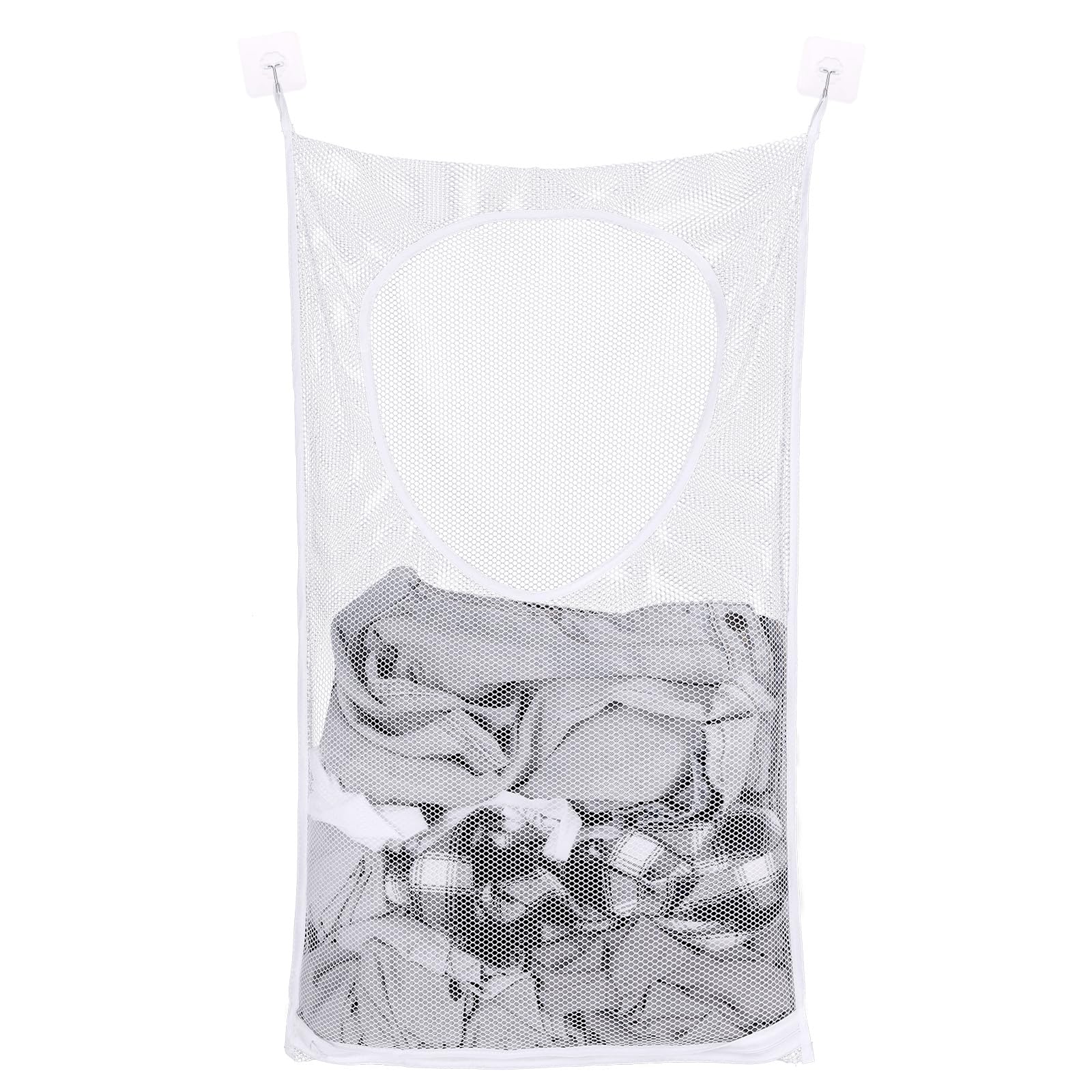 Hanging Mesh Hamper, 29.3 * 19 Inches Portable Foldable Hanging Laundry Hamper with 2 Hooks Large Mesh Laundry Basket over Door for Storage Dirty Clothes on Closet, Bathroom, Bedroom