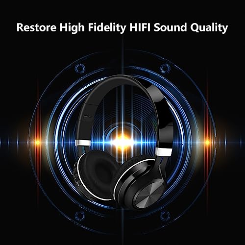 Lovskoo Over-Ear Headphones Wireless Bluetooth Retractable Noise Cancelling Headphones Wireless Headset with Mic Head-Mounted Headphones Wireless Headphones HiFi Stereo, Deep Bass, Cool Stuff (Red)