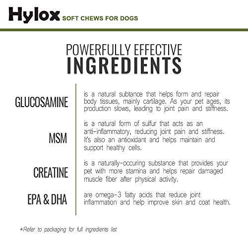 Pet Health Solutions Hylox Soft Chews for Dogs - Supports Joints & Cushions Connective Tissues - Glucosamine - Alpha Linolenic Acid - Creatine -120 Soft Chews