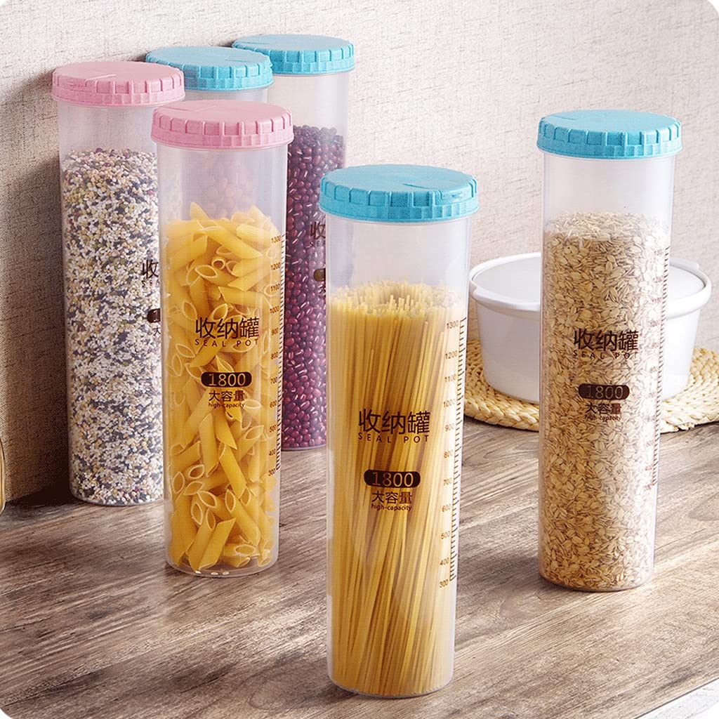 FSHAN Kitchen Jars Airtight Food Storage Containers with Lids 1.8L Pasta Cereal Containers Tall Clear Spaghetti Pasta Storage Container Set Useful Container Set (Color : 2pcs Pink)
