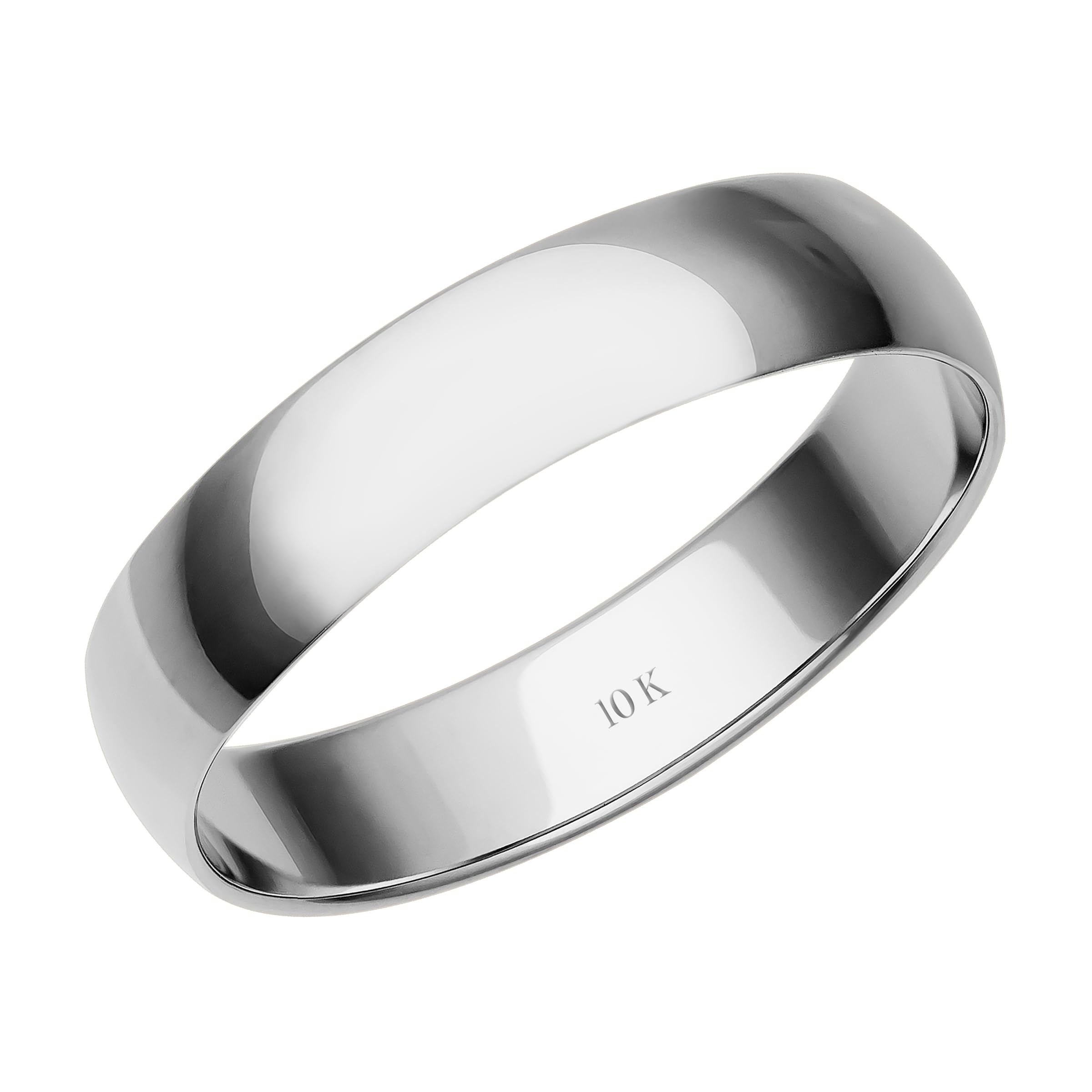 Women's 4MM Solid Gold Rings – Classic, Lightweight 10K White Gold Jewelry; Durable Plain Wedding Band for Women; Comfortable, Well-Polished Womens Wedding Bands, Size 7.5, by Brilliant Expressions