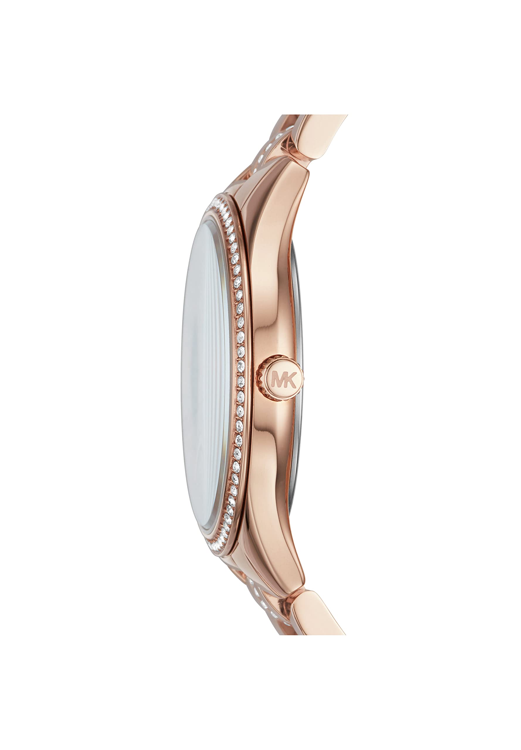 Michael Kors Women's Lauryn Stainless Steel Quartz Watch with Stainless-Steel Strap, Rose Gold, 7 (Model: MK3716)