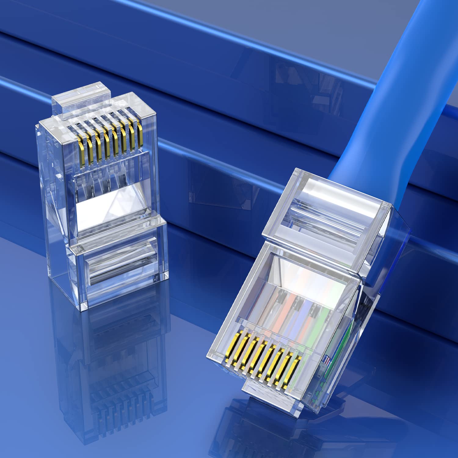 IIABC RJ45 Connectors, 120-PACK Cat6 Connector Cat5e Connectors RJ45 Ends Ethernet Cable Crimp Connectors UTP Network Plug for Solid or Stranded UTP Cable