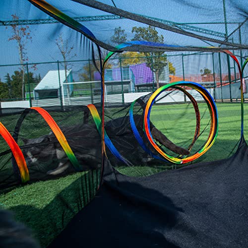 LUCKITTY Outdoor Rainbow Cat Enclosures Playground,Outside House for Indoor Cats Include Portable Cat Tent, Circle Cat Playpen Tunnel, for Cats, Kitty and Small Animals,Within Storage Bag
