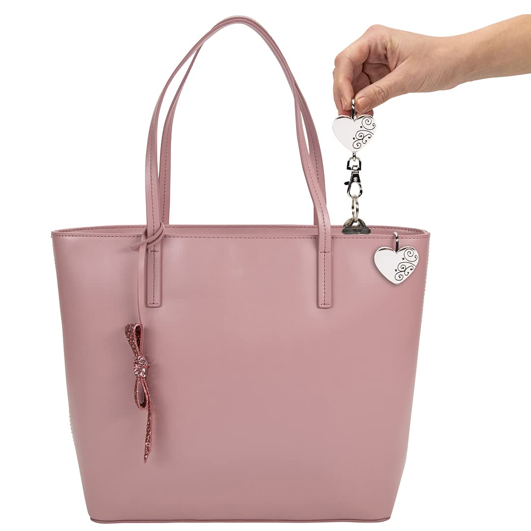 Finders Key Purse Original, Patented Keychain Purse Hook, Key Holder with Clasp and Cute, Trendy Charm (Scroll Heart)