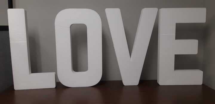 EPS Smooth Foam Words & Sayings for Weddings, Cakes, Arts & Crafts, Life Events - 12" High (Love)