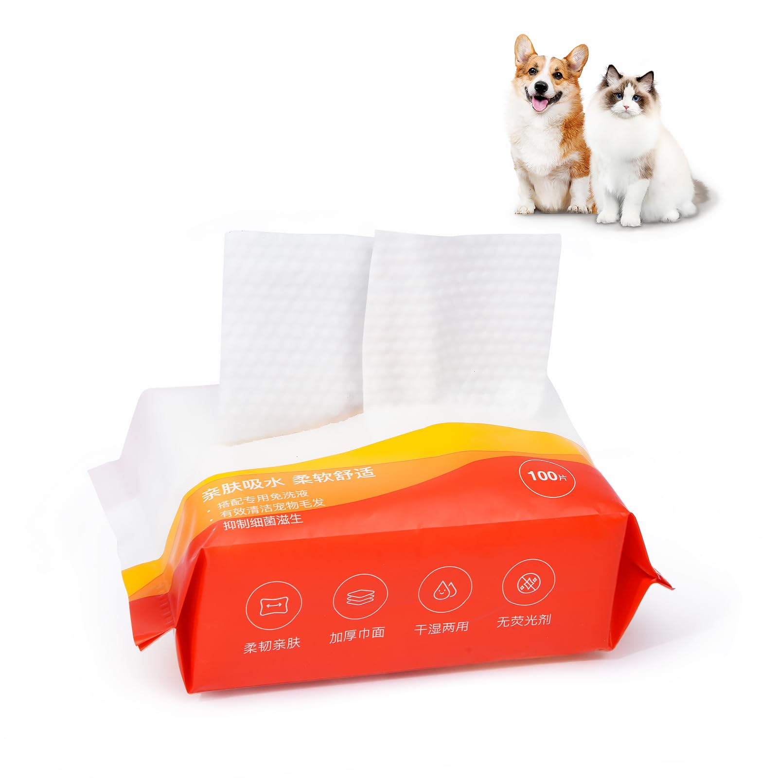 Petgravity Pet Cotton Tissue for Pet Cleaning Brush Cats Dogs Wipes for Pet Paw Eye Stains Ear Coat Extra Strong Soft Portable