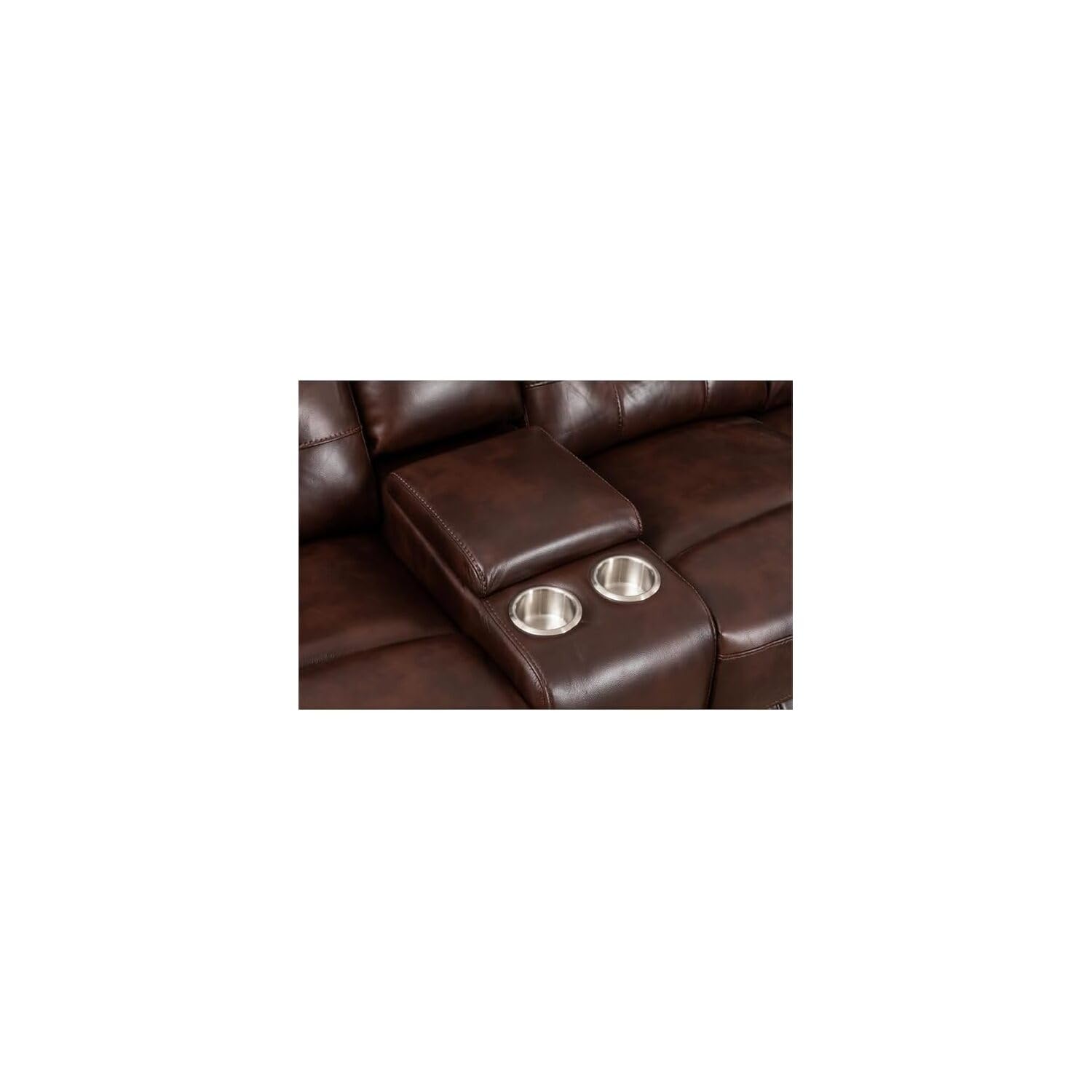 Kingway Furniture Arvelli 100" Power Reclining Faux Leather Sectional in Brown