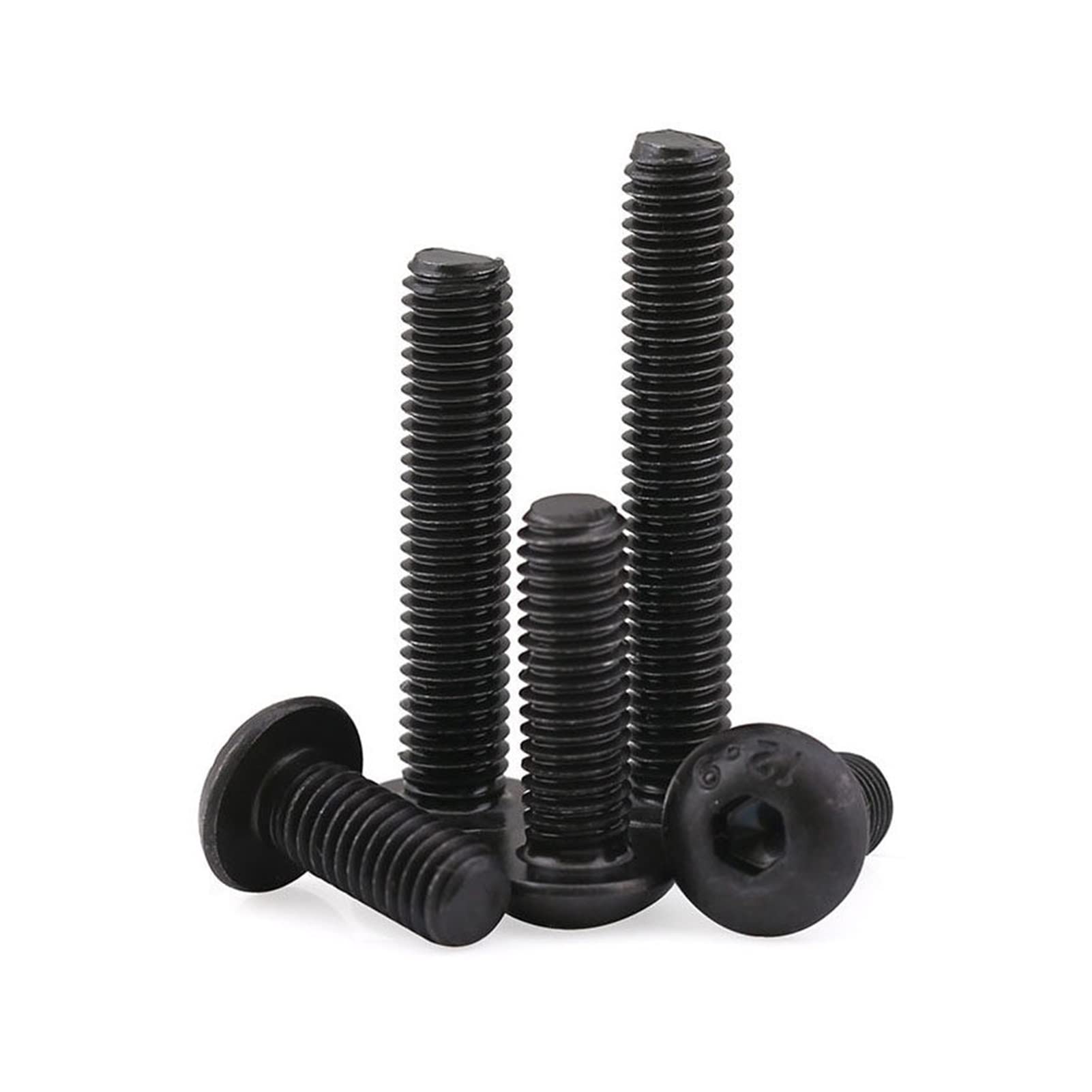 PENGFA Wshao store 50/40/20pcs M2 M2.5 M3 M4 M5 M6 M8 M10 12.9 High-Strength Bolts Round Head Hexagon Socket Screws Button Head Cap Screw 3-60mm (Dimensions : M2.5 x 12mm(50pcs))