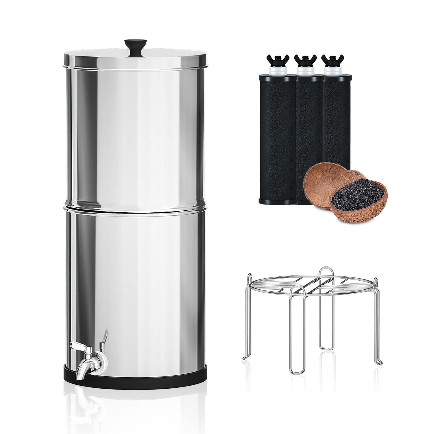 Joypur High Capacity Gravity-Fed Water Filter System with 2.9 Purification Filters and Stand for Home Camping Travel Outdoor Activities Emergencies,2.9 Gallon Countertop Water Filter System