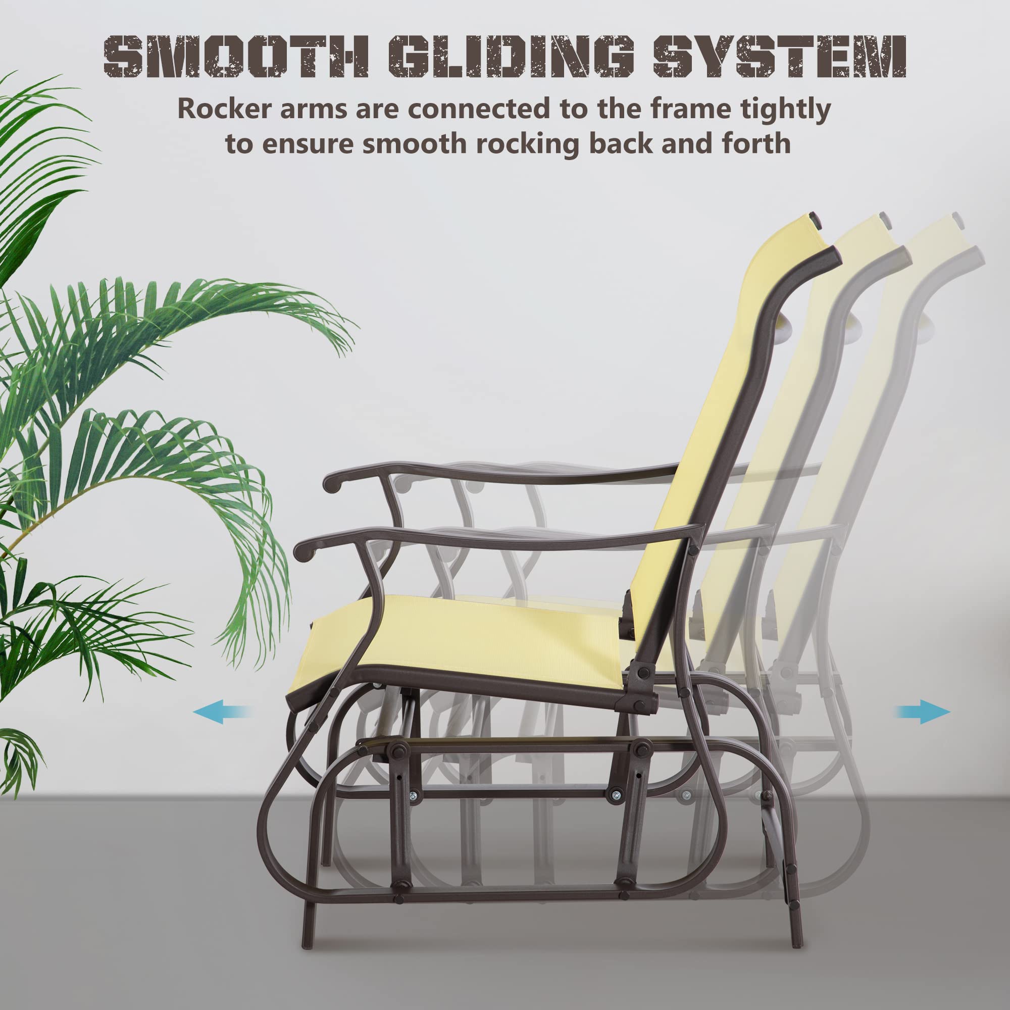 Outsunny Outdoor Glider Chair, Gliders for Outside Patio with Steel Frame and Mesh Fabric for Backyard, Garden, and Porch, Beige