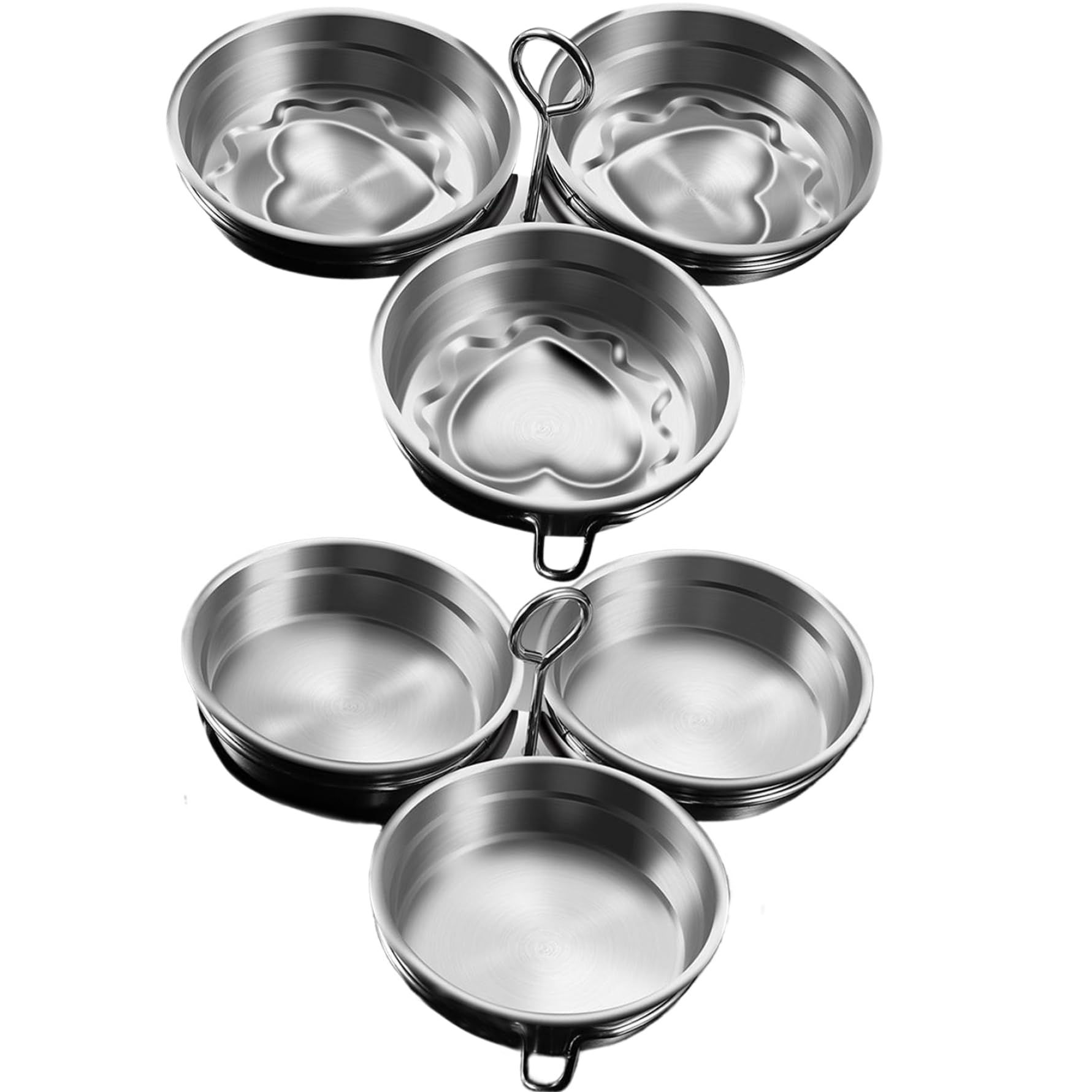 KDAMGOQE Stainless Steel Egg Poacher, 3-Cup Poached Egg Cooker with Rack and Anti-Scalding Handle for Microwave Oven Stovetop, Round Poached Egg Cooker