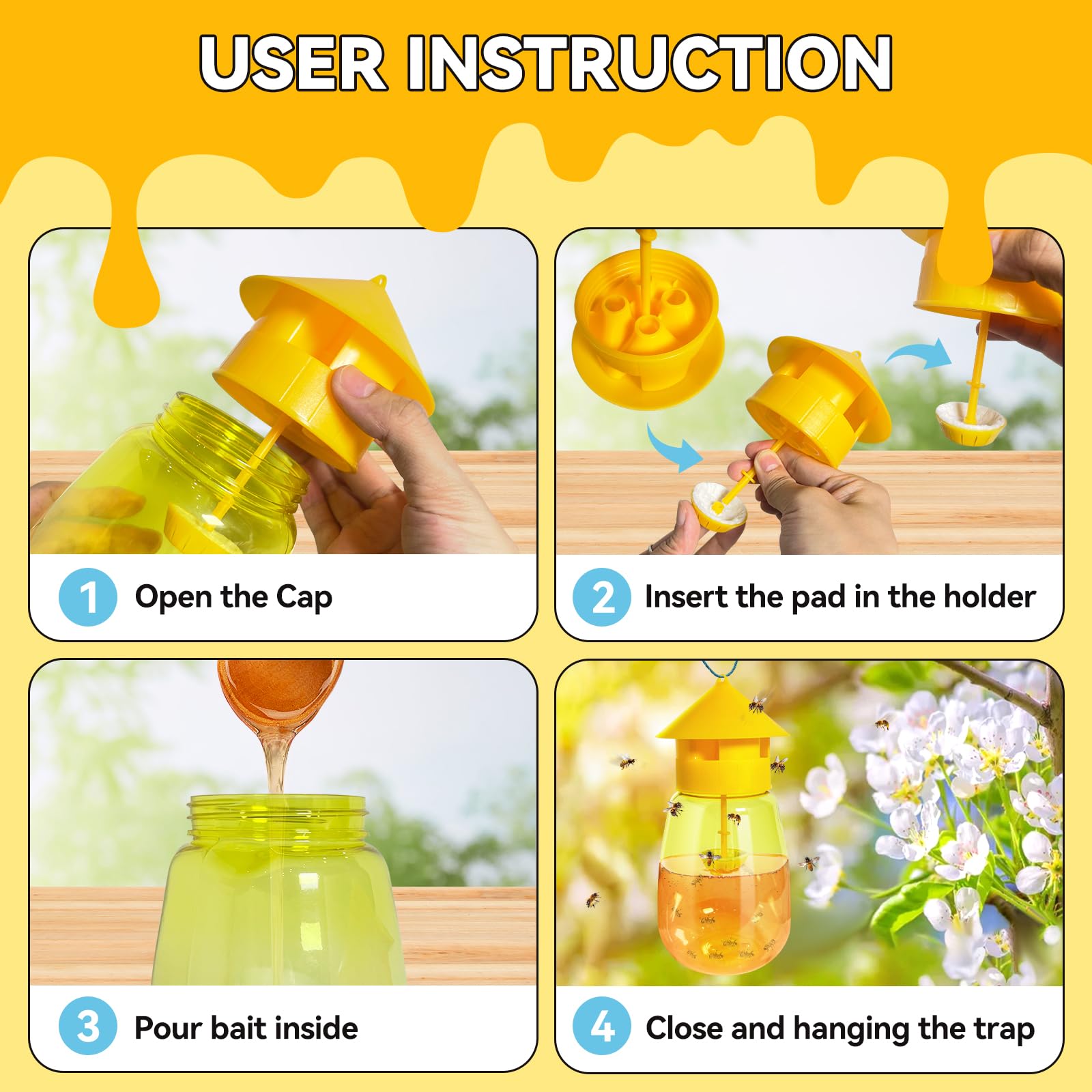 ITISBLTN 2 Packs Wasp Trap β Extra Large Yellow Jacket Trap Reusable Outdoor Hanging Ground Bee Wasps Killer Traps for Outside Garden, Patio, Backyard, Camping