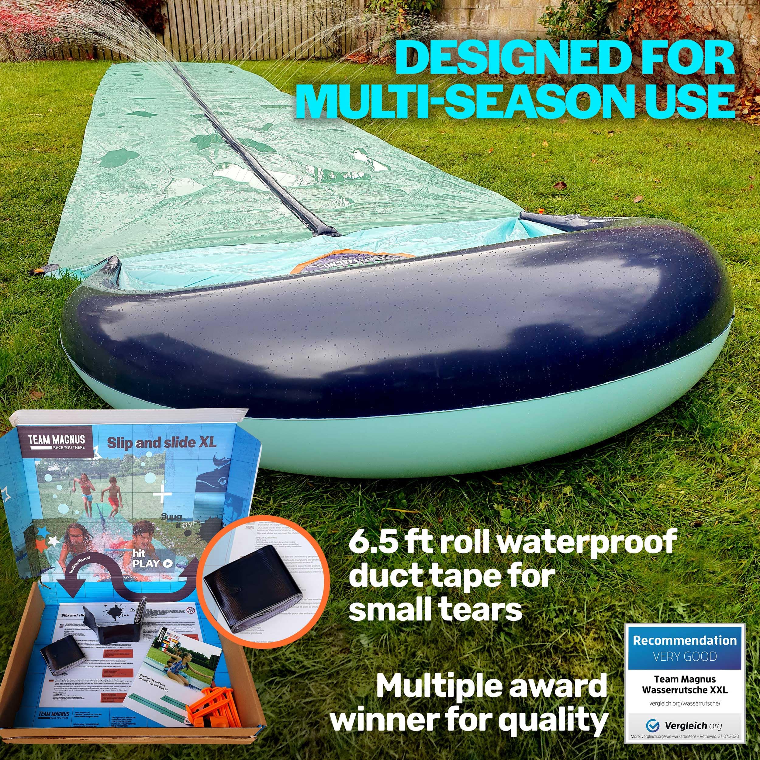 TEAM MAGNUS 31ft Slip and Slide Water Slide with Inflatable Crash Pad, Adjustable Sprinkler for Kids β Slip and Slide for Adults & Kids, Perfect for Backyard Fun
