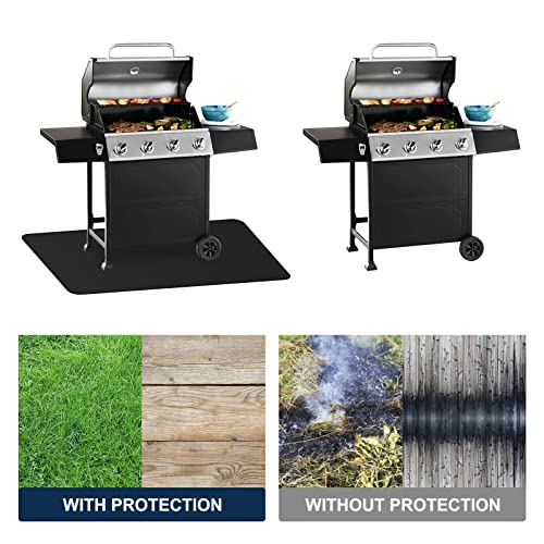 Joysup Under Grill Mat 44×25 Inch for Outdoor Grill, Fireproof Pad for Fire Pit, Flat Top, Smokers, Gas Grills and Fireplace ,Waterproof Fireproof BBQ Protective Mat for Decks、Patios and Wooden Floor