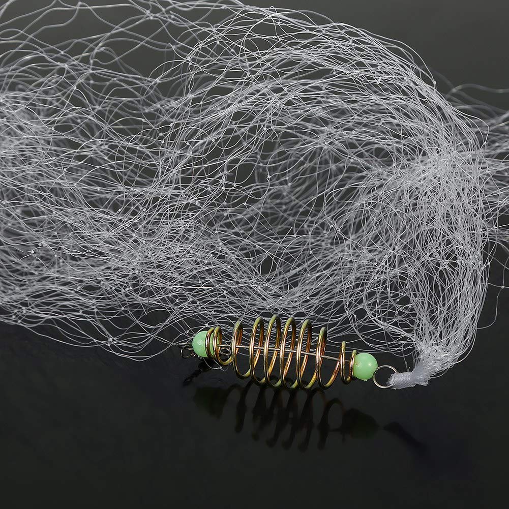 Fishing net Copper Spring,4pcs Fishing Net Trap Luminous Bead Copper Spring Shoal Netting Fishnet Tackle, Durable Copper Spring Fishing Net with Luminous Beads Accessories for Night Fishing