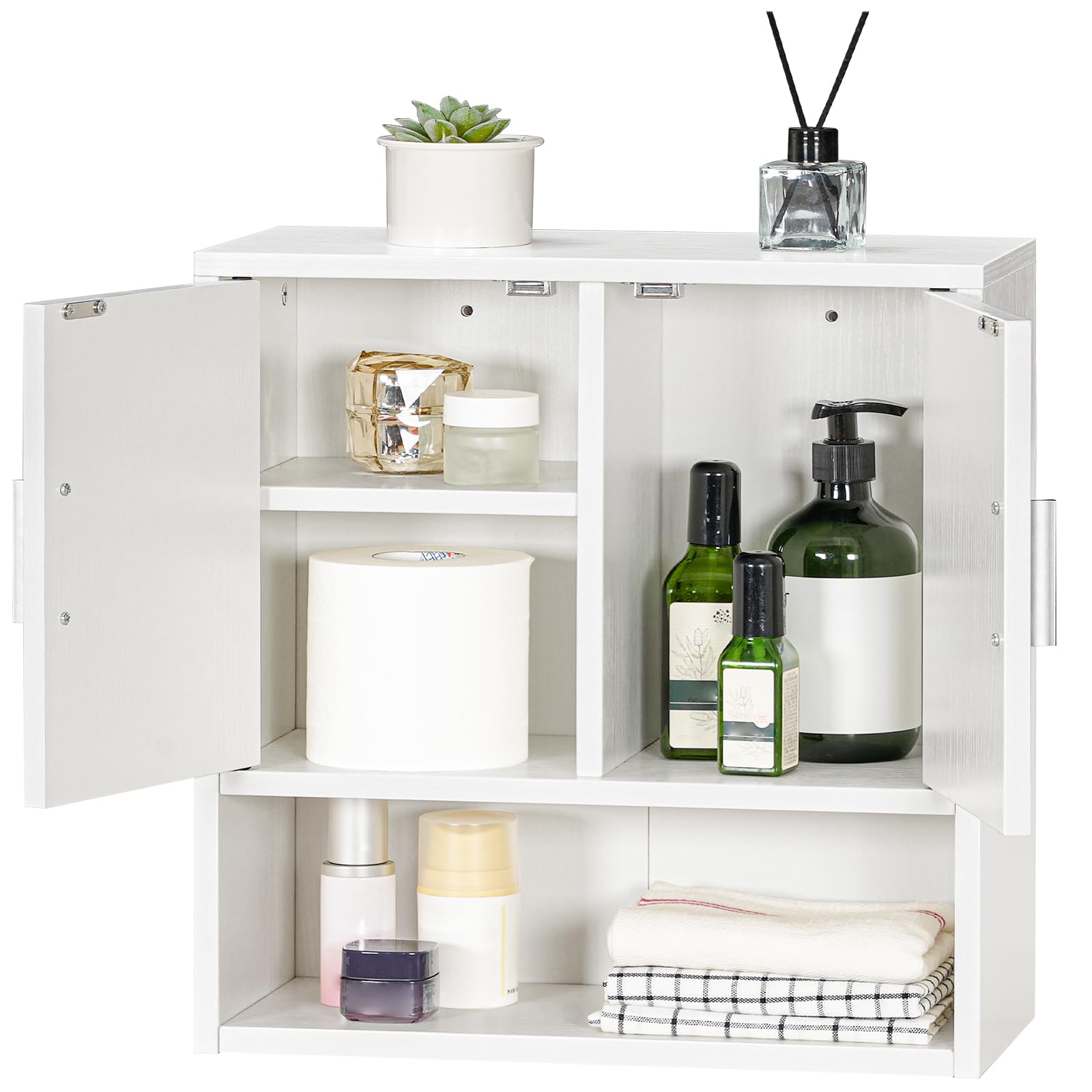 HOOBRO Medicine Cabinet, Bathroom Cabinet Wall Mounted, 15 x 7.1 x 16.1Inches, 3 Hidden Compartments, for Bathroom, Bedroom, Kitchen, White WT48CW01