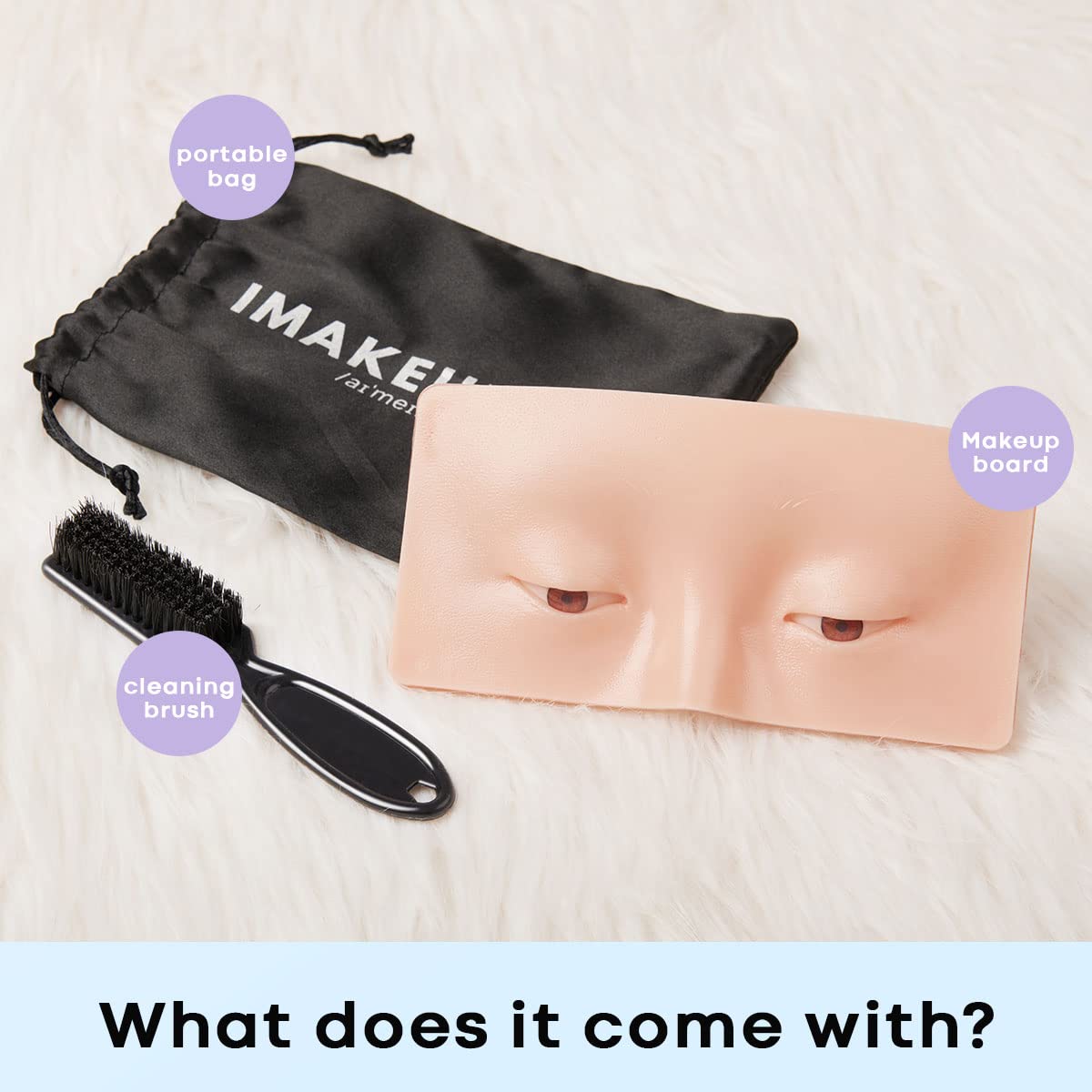 IMAKEUPNOW Makeup Practice Face Board 3D Realistic Pad with Cleaning Brush for Makeup Artist Board Makeup Practice, Eyeshadow Eyeliner Eyebrow Mapping Realistic Face Skin Eye Makeup Gift for Women