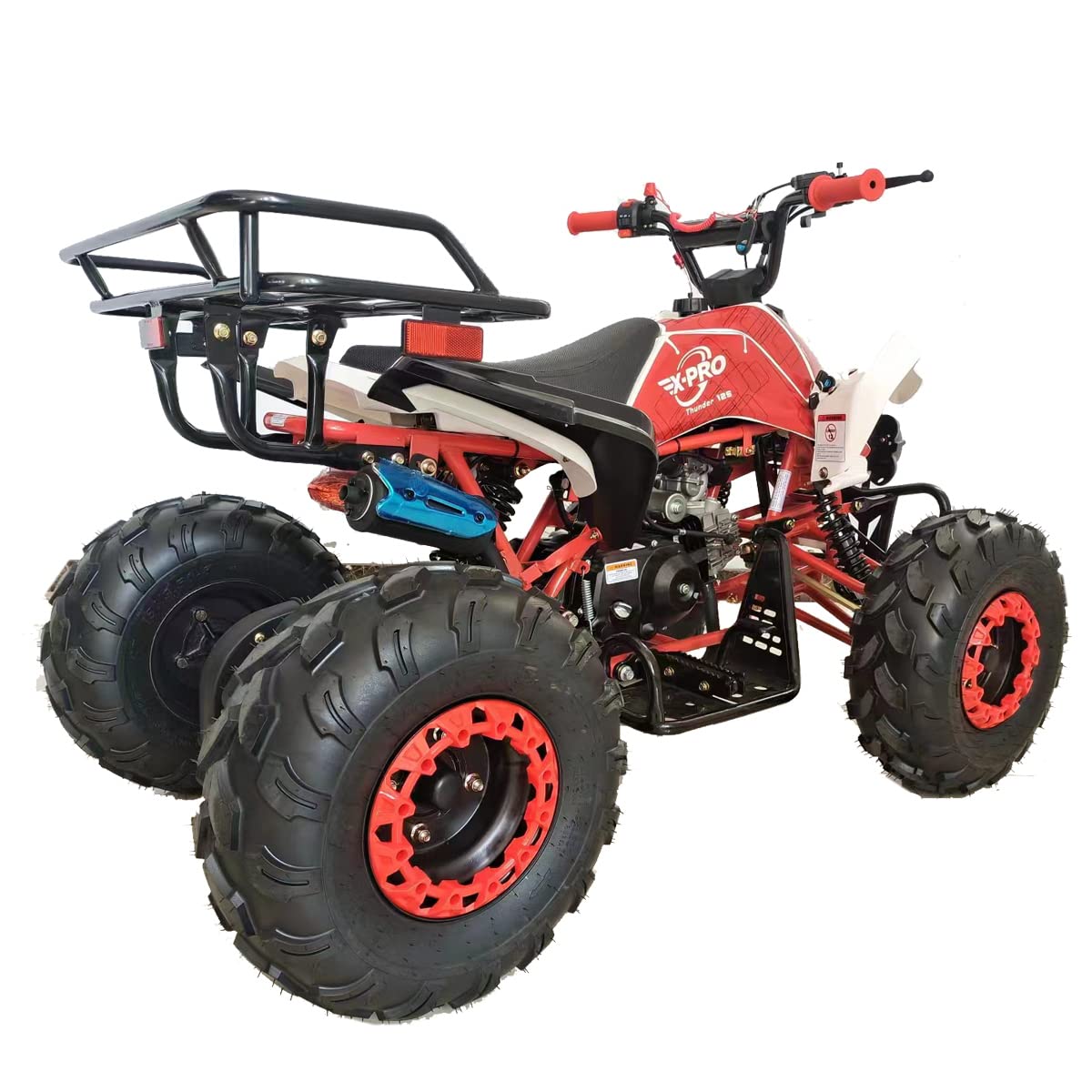 X-PRO Thunder 125cc 125cc ATV Quad Youth 4 wheeler ATVs Quads Big 19"/18" Tires,Red