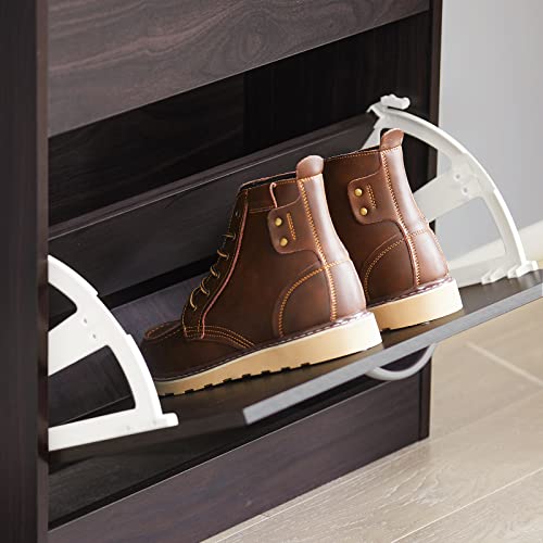 Haotian FSR110-BR, Brown Shoe Cabinet with 3 Flip Drawers, Freestanding Shoe Rack, Shoe Storage Cupboard Organizer Unit