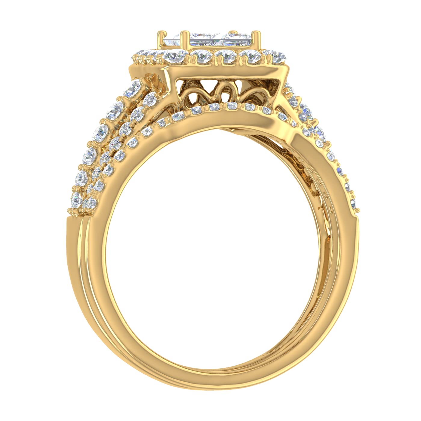 FINEROCK 1 1/2 Carat Diamond Engagement Ring Band in 14K Yellow Gold (Ring Size 5.75)