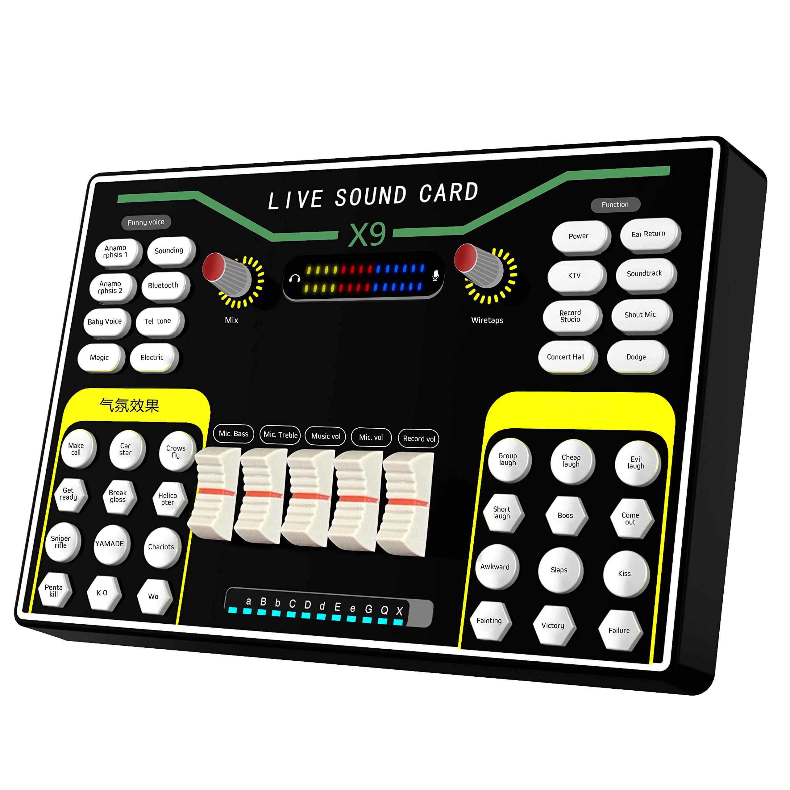 X9 Mini Audio Mixer Sound Card With Dsp Independent Reverb Chip, 48V Power Multiple Sound Effects For Live Streaming Studio Recording Karoke Singing For PC Or Mobile Phone…