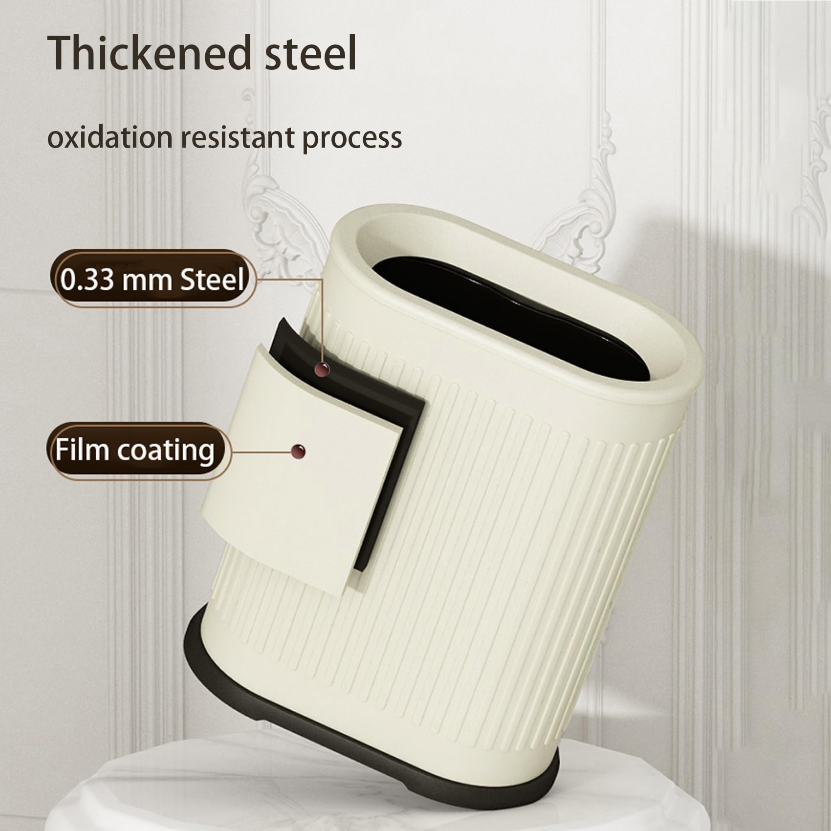 IVTUVTI Slim Bathroom Trash Can, 1.6 Gallon Garbage Can with Inner Barrel, Small Stainless Steel Wastebasket, Garbage Container Bin Waste Bin for Kitchen, Home, Office, Bedroom