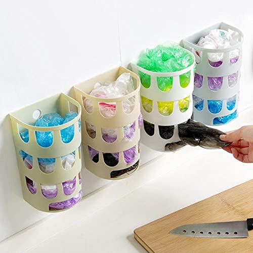 Plastic Garbag Bag Holder Stand Wall Mount Bag Dispenser Rubbish Trash Basket Large Capacity Bag Dispenser Hanging Storage Box(White)
