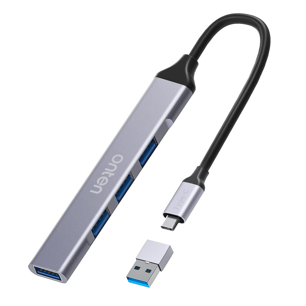 Onten USB C Hub,USB Hub. 4 Port USB C and USB to USB 3.0&USB 2.0 Adapter.USB C Splitter for MacBook Pro 2020/2019, iMac 2021, USB Splitter Aluminum Alloy, Color Gray