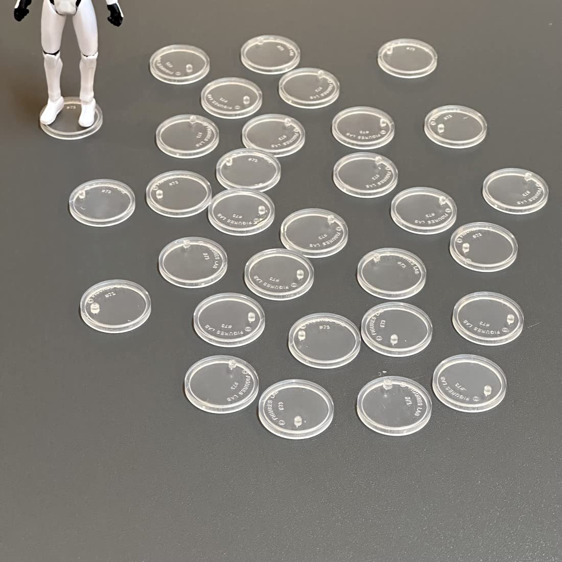 FIGURESLAB 30Pcs 25mm wide Round Clear Figure Display Stand Base Fit for 3.75” MODERN Star Wars / MODERN Gi Joe / Marvel Legends Action Figure toy