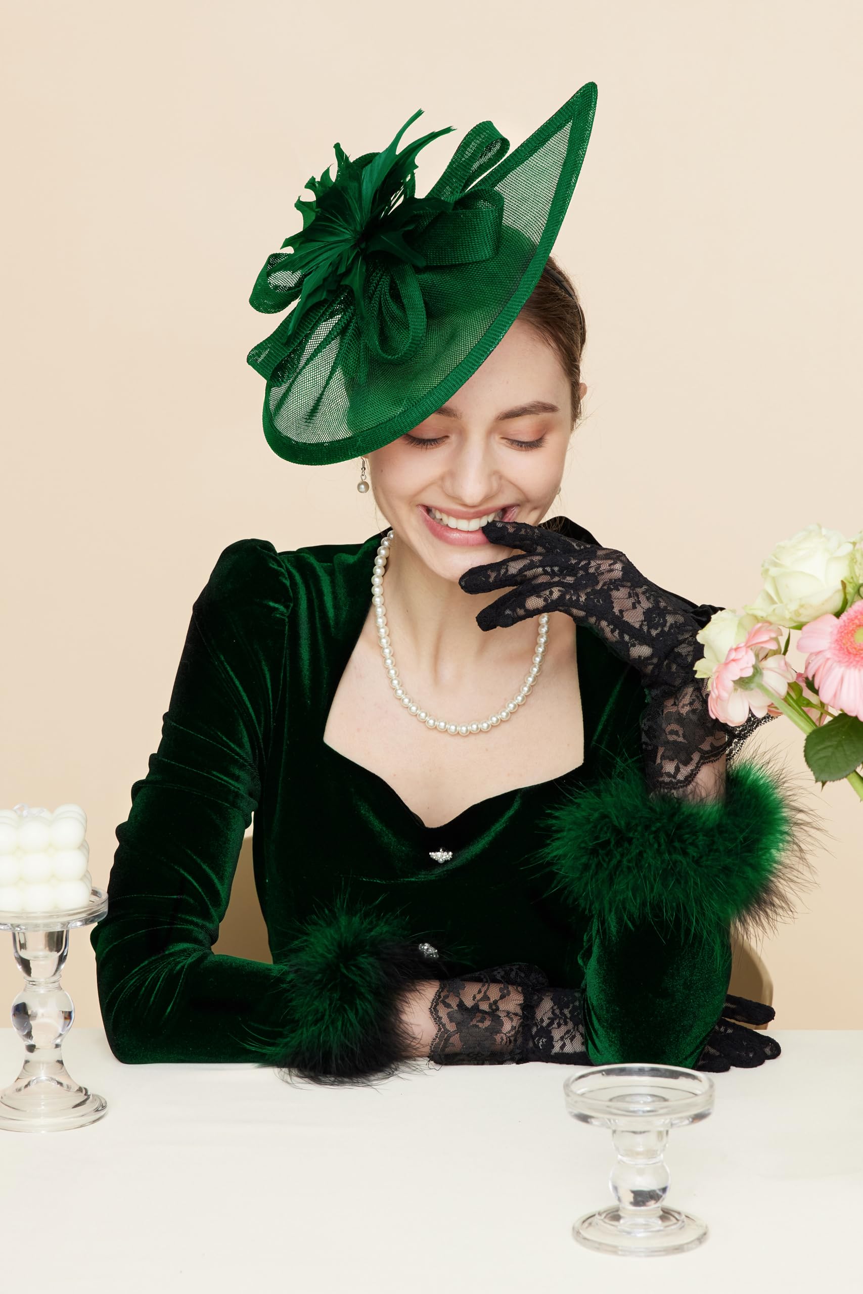 Gionforsy Fascinators Hat Flower Tea Party Hats for Women Feather Kentucky Derby Hat for Wedding
