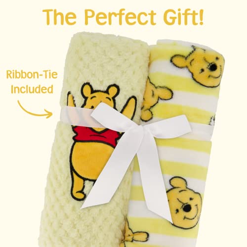 Disney 2-Pack Baby Blanket for Infants and Newborns, Plush Textured Fleece Winnie The Pooh Blanket, Perfect Unisex Gift for Toddlers