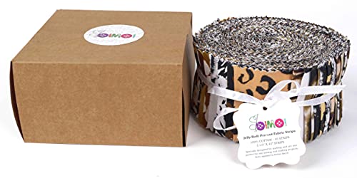 Soimoi 40Pcs Animals Print Cotton Precut Fabrics for Quilting Craft Strips 2.5x42inches Jelly Roll - Purple