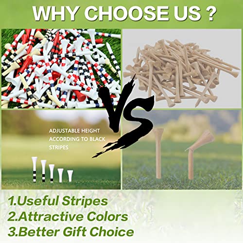 FINGER TEN Golf Tees Wood 3 1/4 Inch 120 Count, Durable Biodegradable Wooden Bamboo Tee 83mm (Wood&Black, 3 1/4 Inch(120 Pack))
