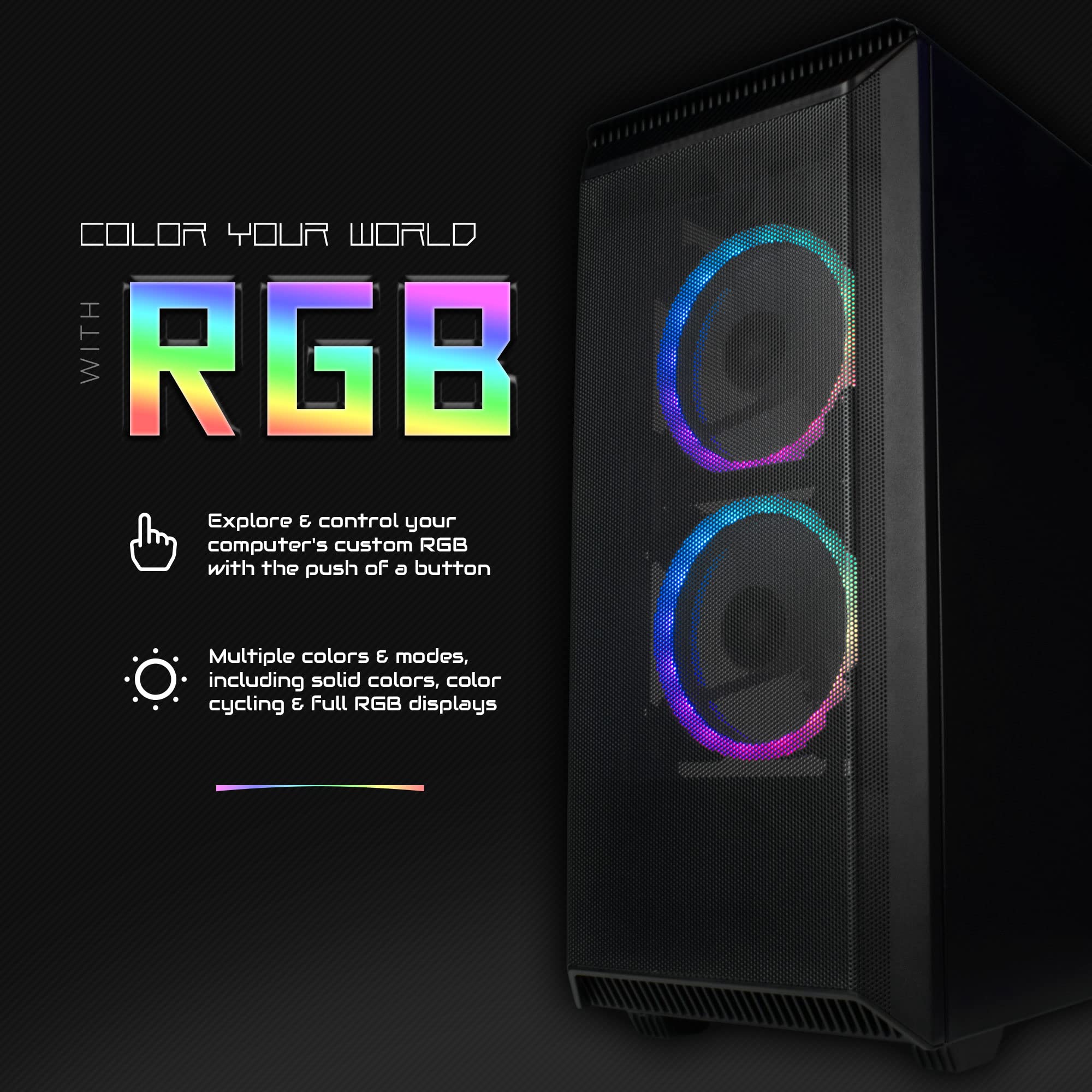Periphio Chimera Prebuilt RGB Gaming Computer | Intel Six Core i5-10400 4.3GHz | GeForce RTX 3050 8GB | 16GB DDR4 RAM | 500GB NVMe M.2 SSD + 1TB HDD | Windows 10 Gaming PC | 5G-WiFi + Bluetooth 5.0