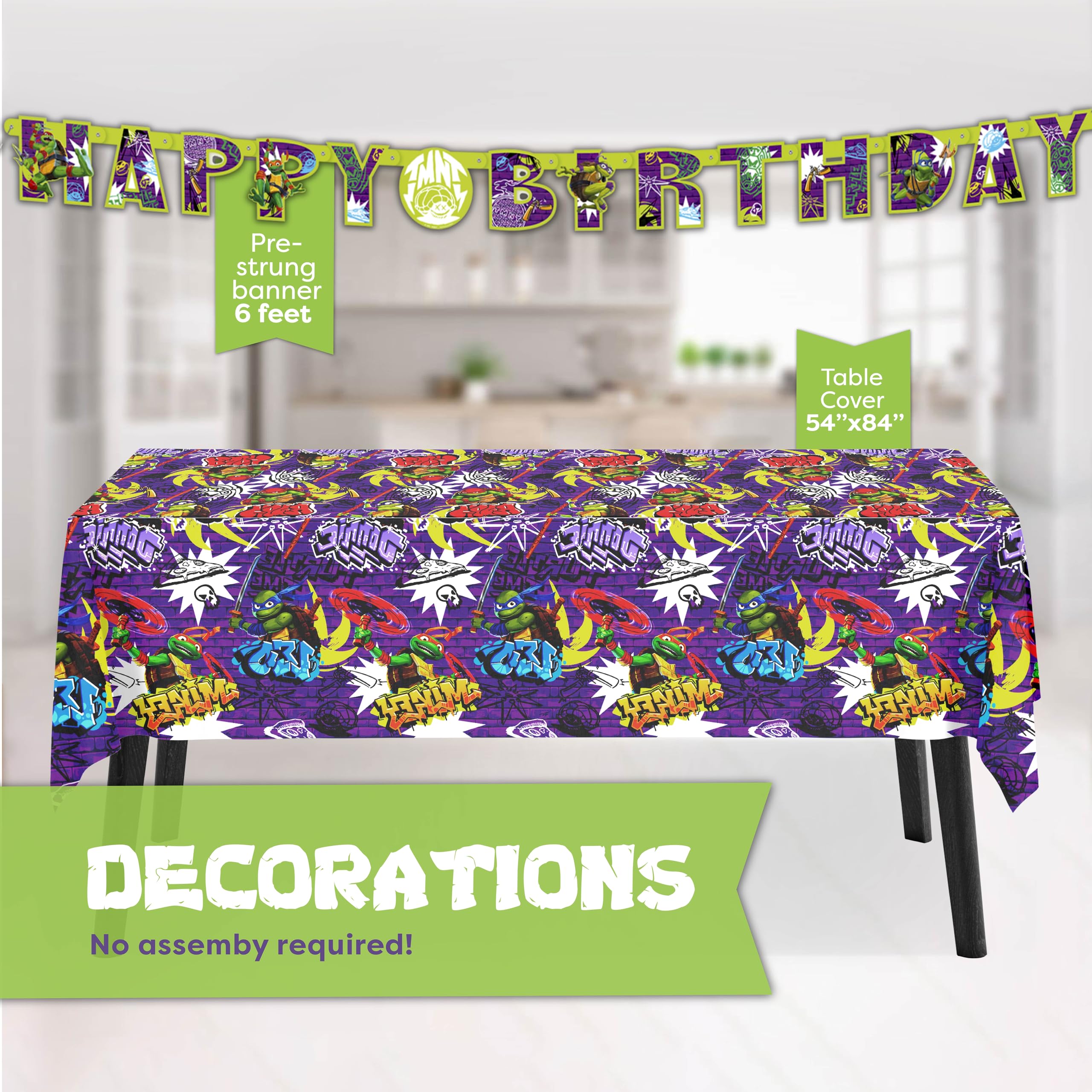 Ninja Turtle Party Decorations | Ninja Turtle Birthday Decorations | Teenage Mutant Ninja Turtles Party Supplies | TMNT | Serves 16 Guests | Officially Licensed