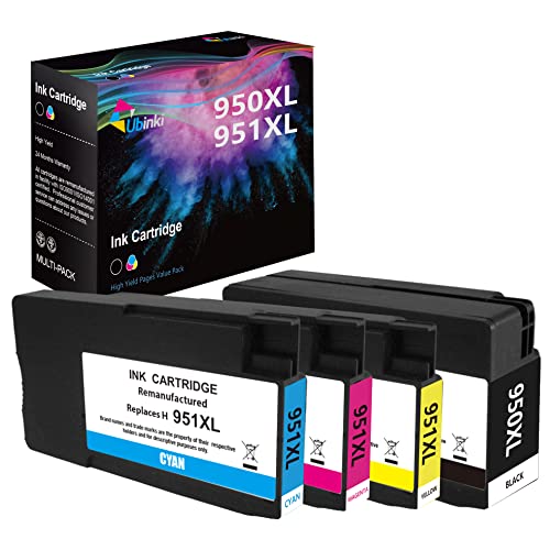 Ubinki 950 XL 951 XL Compatible Ink Cartridges Replacement for HP 950 951 XL Ink Cartridge Combo Pack to use with OfficeJet Pro 8600, 8610, 8615, 8620, 8625, 8100, 251DW, 276DW Printer, 4 Pack